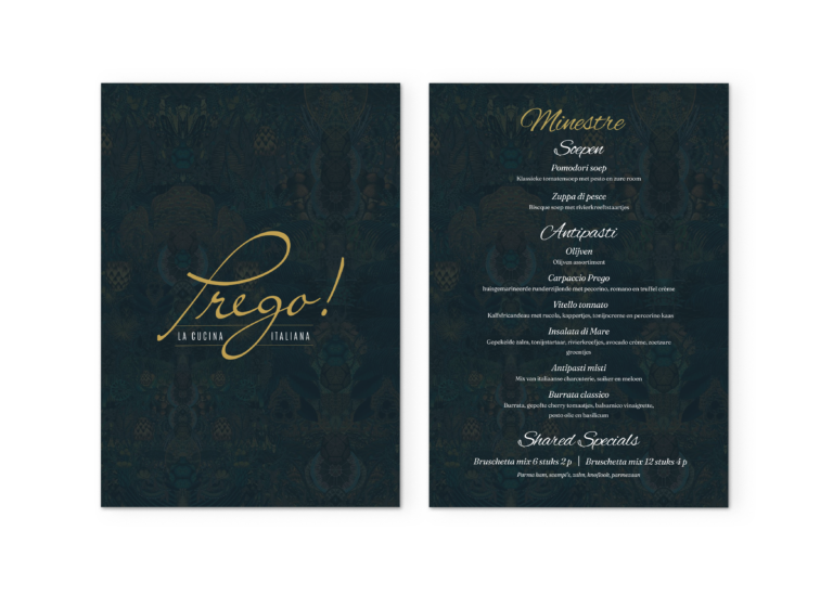 Menukaart – Prego!